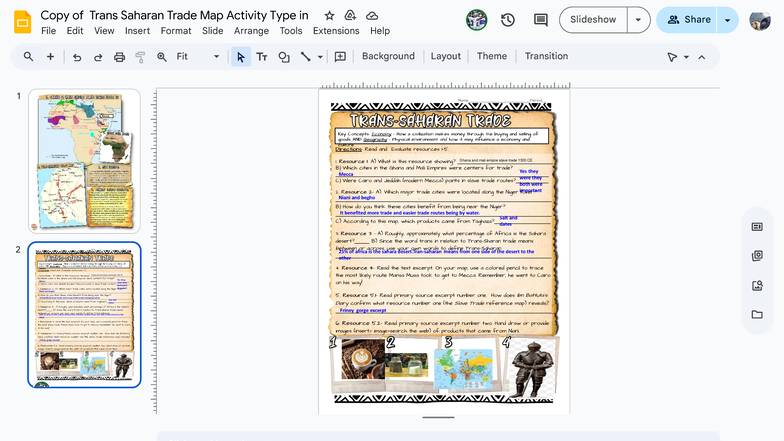 Trans Saharan Trade Map Activity (GHS 1300 CE) - Studocu
