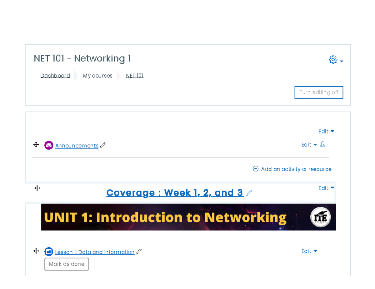 Course NET 101 - Computer Networking 1 - Networking 101 - Studocu
