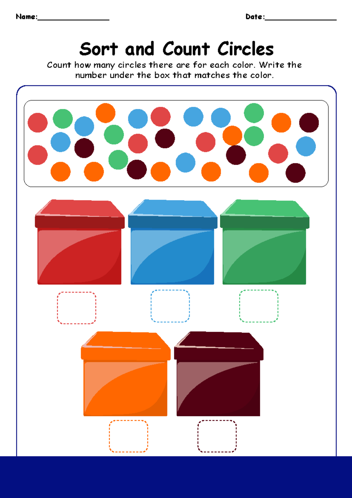 Sort and Count Circles - Kindergarten Worksheet - Sort and Count ...