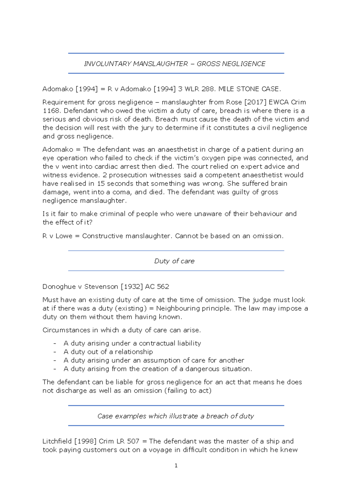 Involuntary Manslaughter & Gross Negligence: An Applied Criminal Study ...