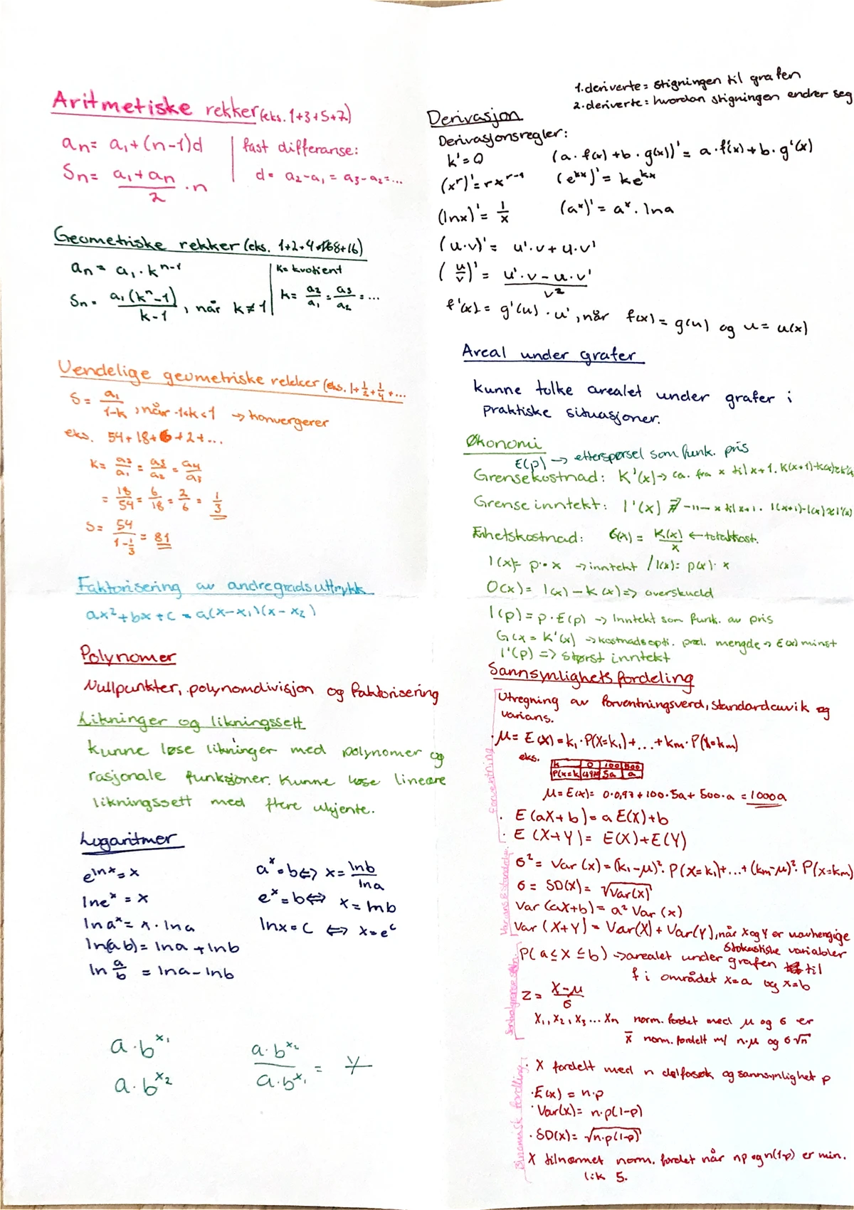 Matte S1/S2 - Huskeliste med Formler og Eksempler - Studocu