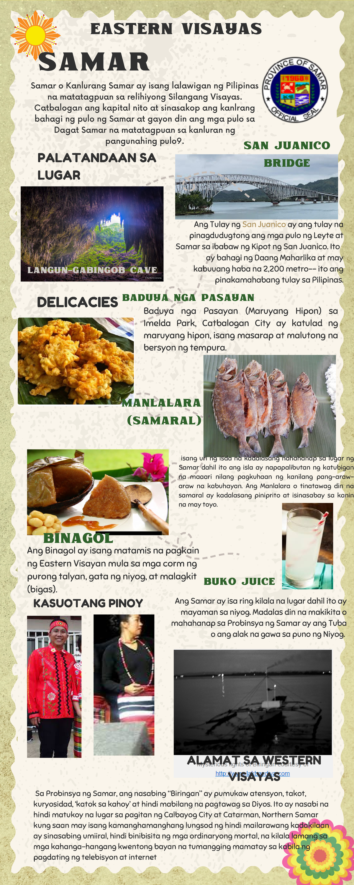 Samar Delicacies and Tourist Attractions: An Infographic Overview - Studocu