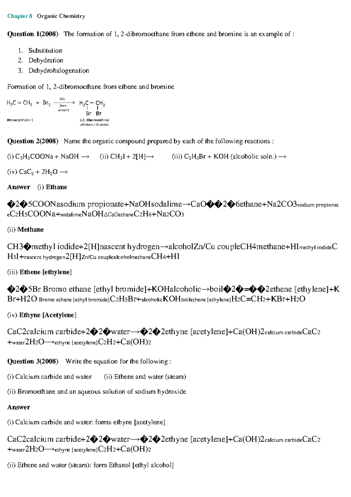 Gr-10 Organic Chemistry Chapter Notes: Key Concepts and Reactions - Studocu