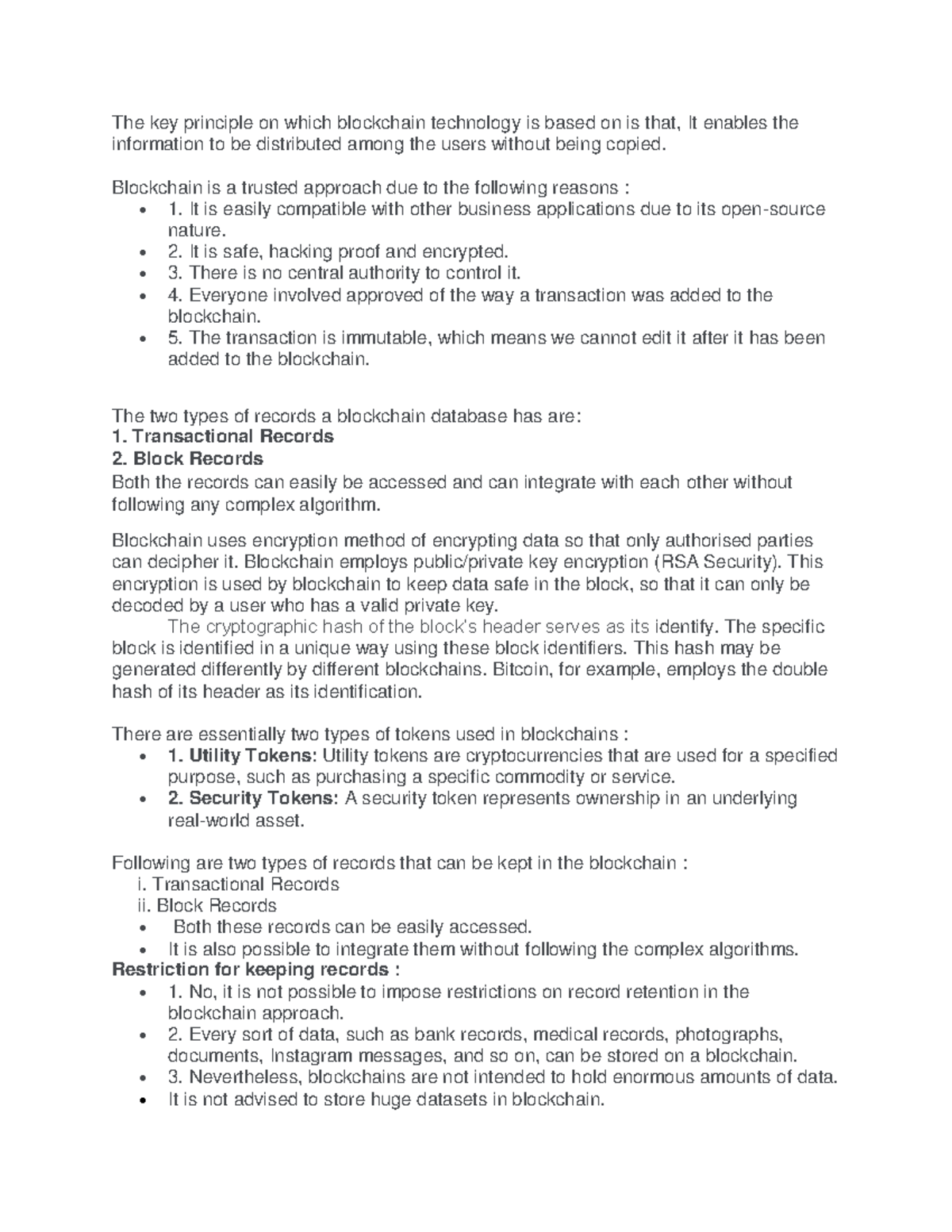 Block Chain 2 1 Aktu Notes The Key Principle On Which Blockchain Technology Is Based On Is