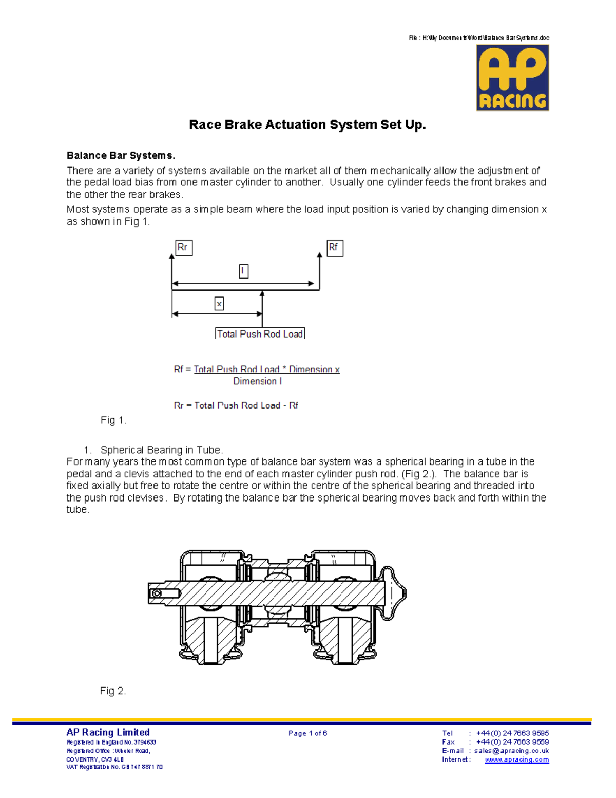 Balance Bar Systems: Effective Brake Actuation Setup Guide - Studocu