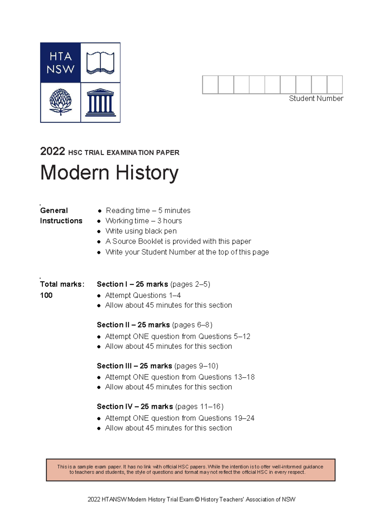 2022 HSC Modern History Trial Exam: Comprehensive Study Guide - Studocu