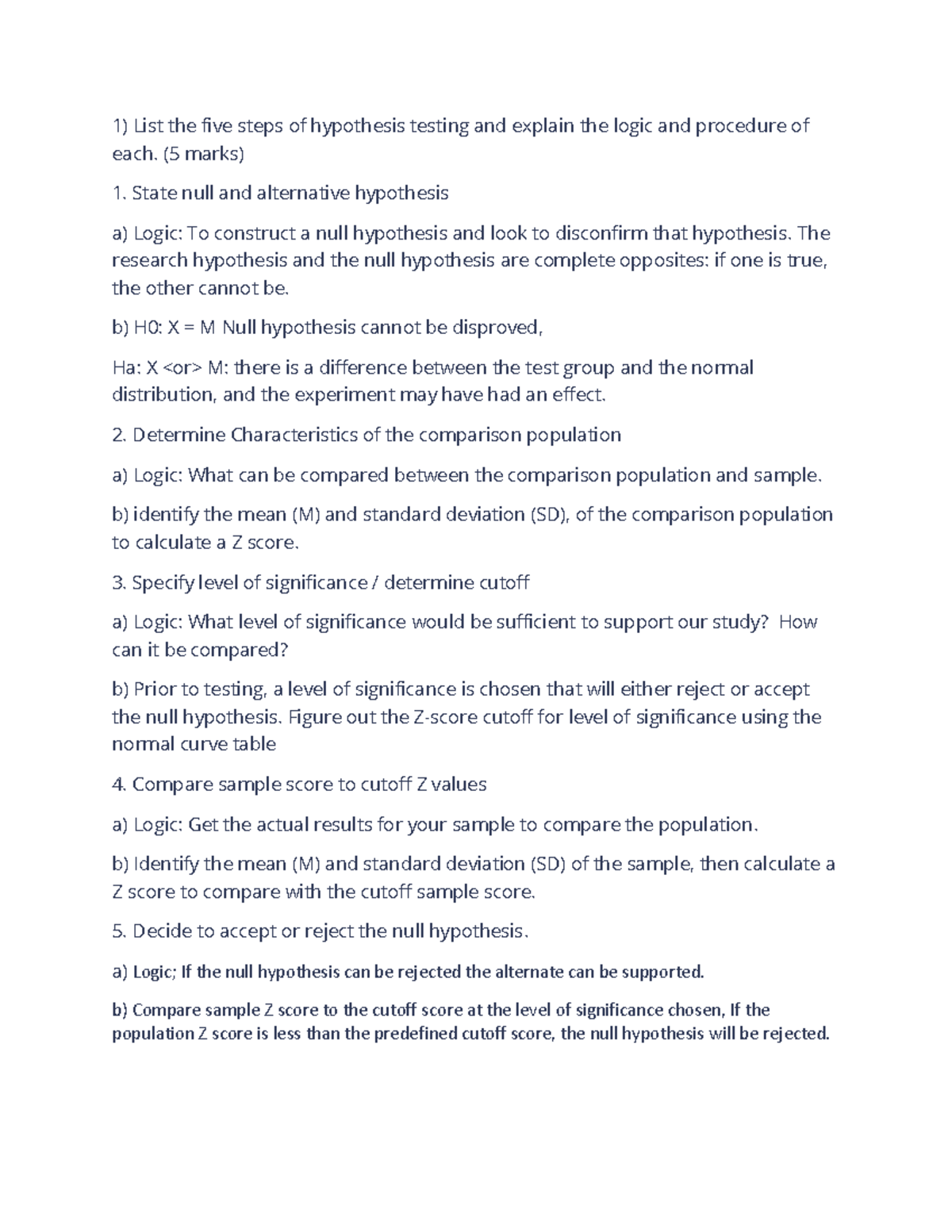SOCI301 Assignment #5: Hypothesis Testing Steps & Calculations - Studocu