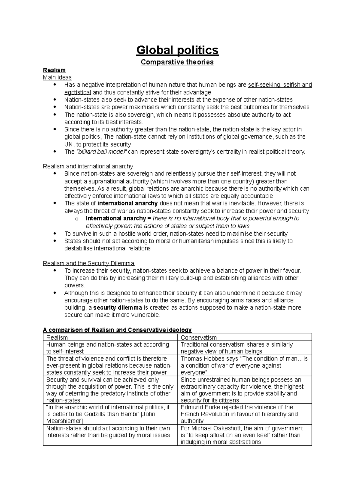 Theoretical Perspectives on Global Politics: Realism vs Liberalism ...