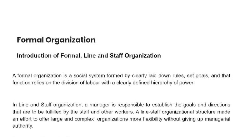 Formal Organization: Line and Staff Structure Overview (Class 3 12 ...