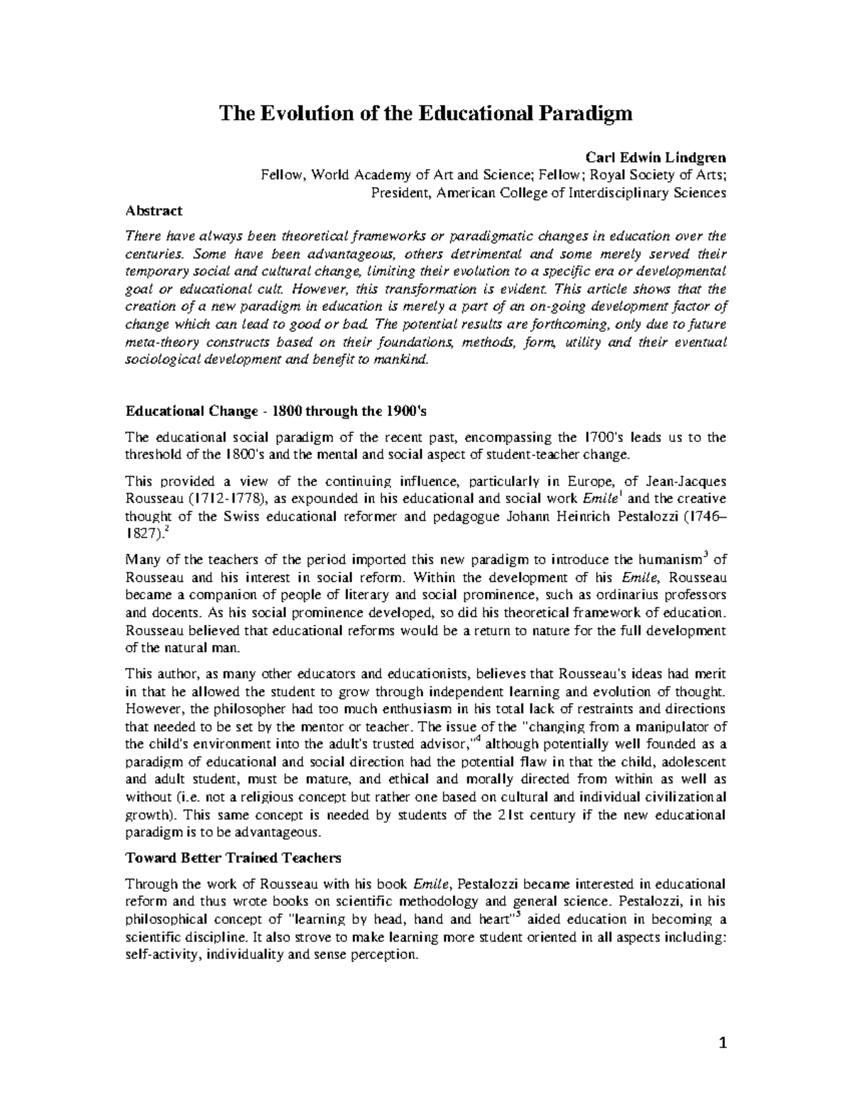 Educational Paradigm Evolution: Shaping Future Teaching Methods - Studocu