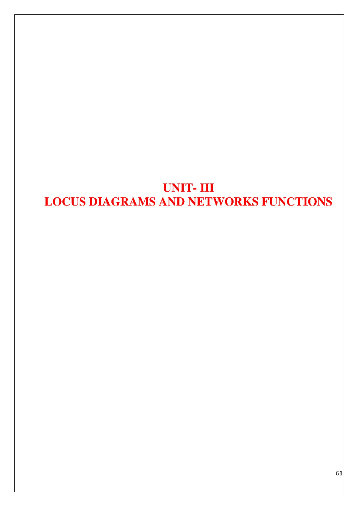 Locus Diagrams AND Networks Functions - Network Analysis And Transmission Lines - Studocu