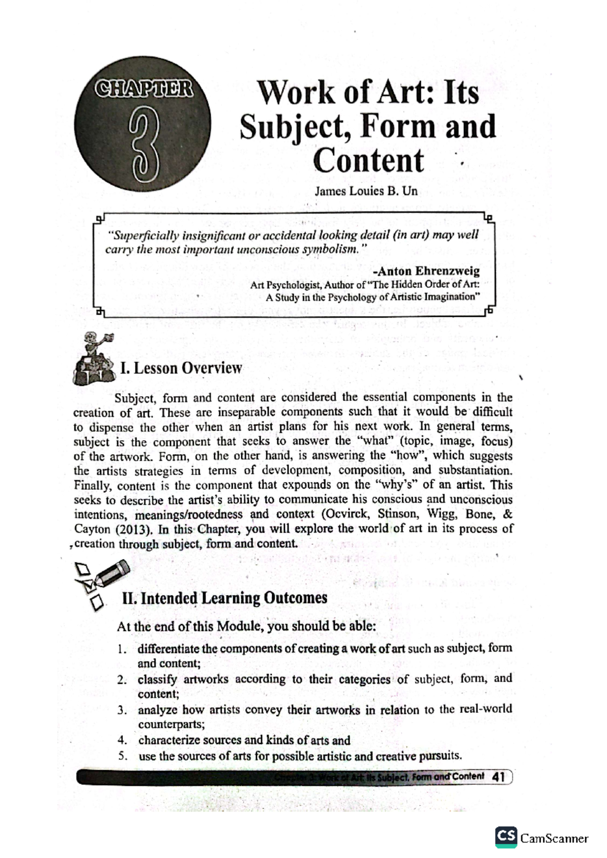 Chapter 3: Work of Art - Subject, Form, and Content Overview CS - Studocu