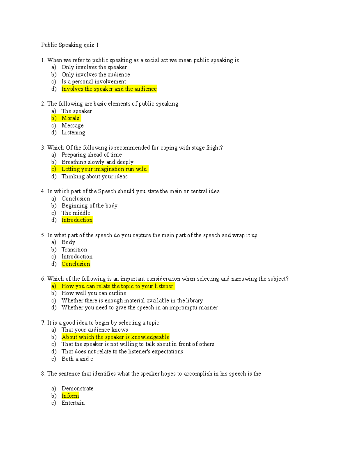 Quiz 2019, questions and answers - Public Speaking quiz 1 When we refer ...