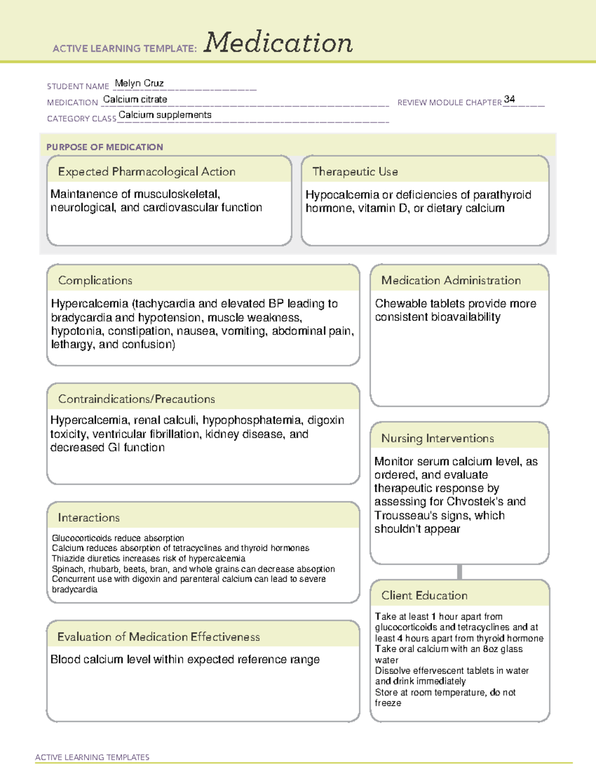 Calcium Citrate - ATI templates and testing material. - ACTIVE LEARNING ...