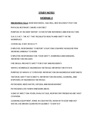 PSW EXAM MODULE 6 - MODULE 6 NOTES The care plan states that you are to ...