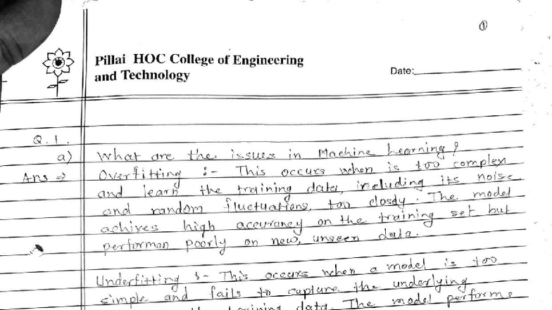 ML Prelims Paper: Issues in Machine Learning and SVM Concepts - Studocu