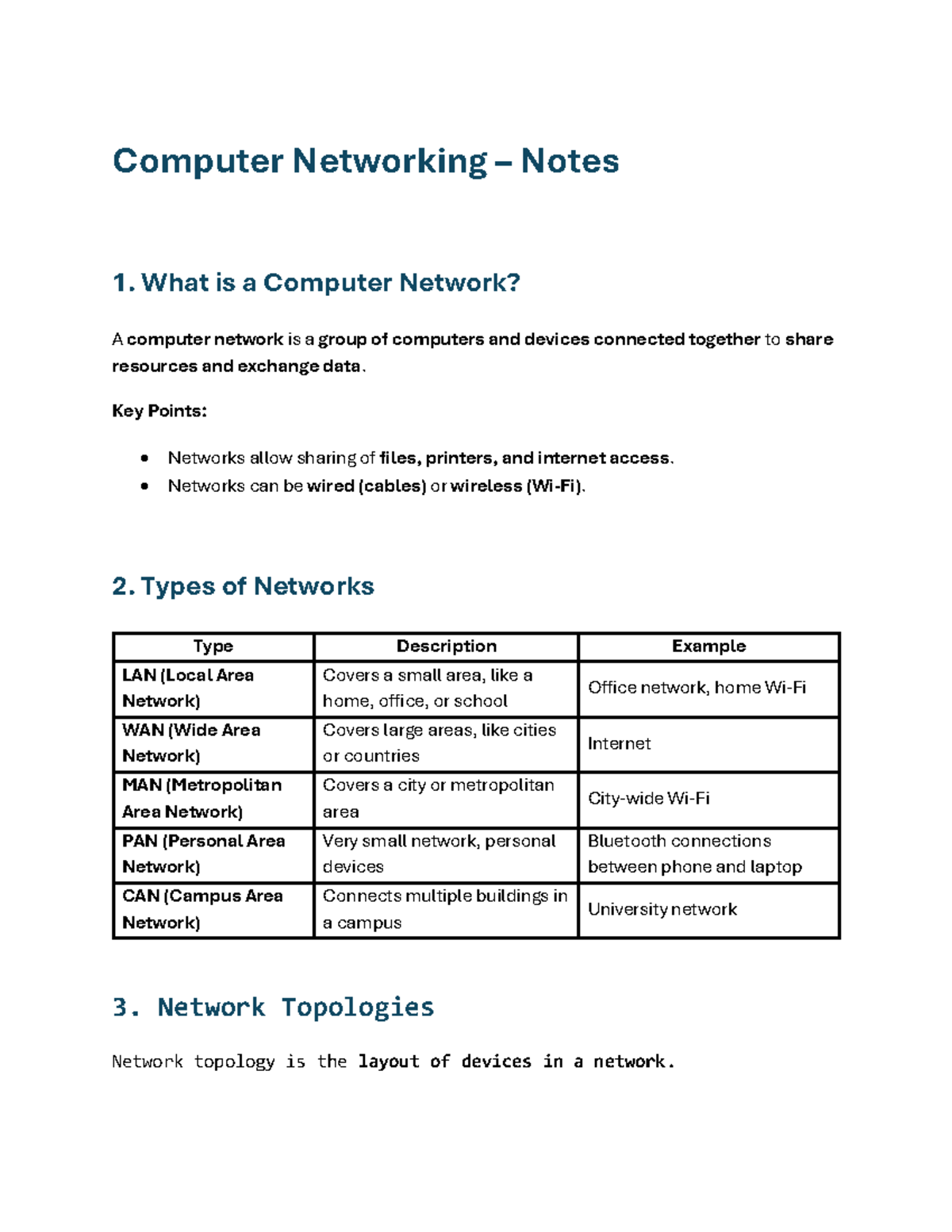 Computer Networking Notes: Overview and Key Concepts - Studocu
