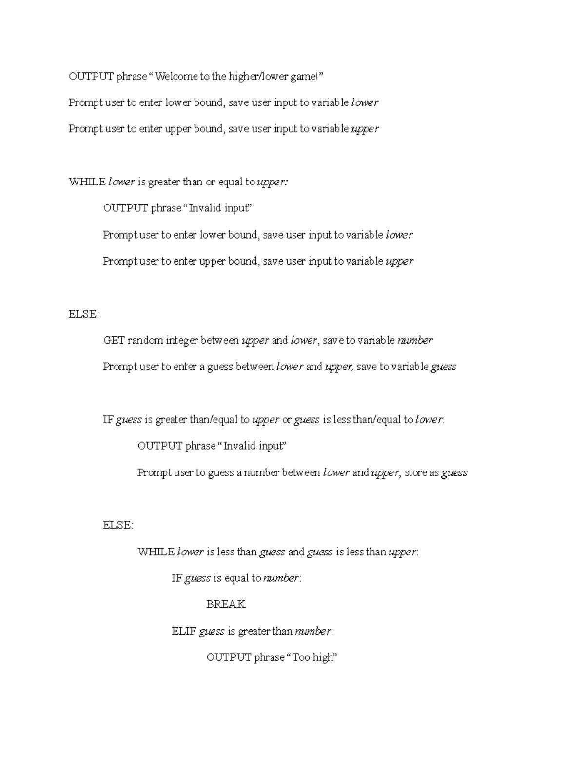 IT-140: Module 4-3 Assignment - Higher/Lower Game Pseudocode - Studocu