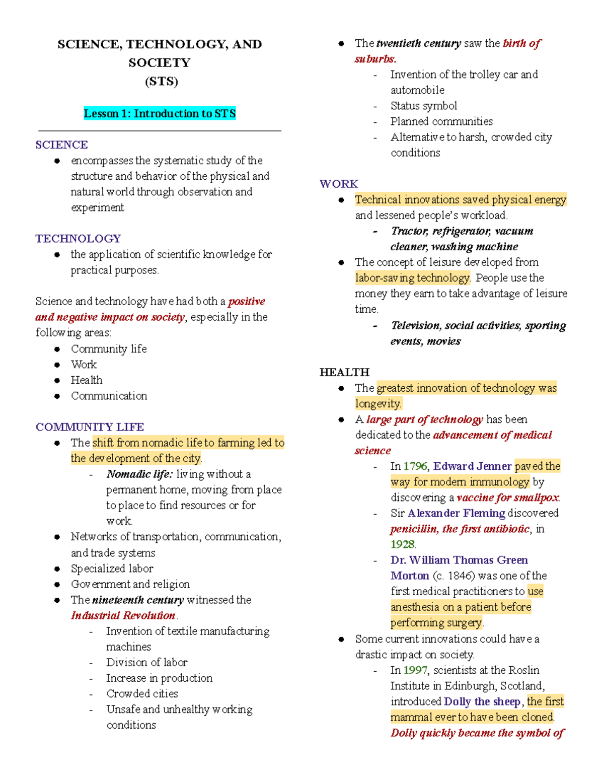 STS - Lesson 1: Introduction to Science, Technology, and Society - Studocu