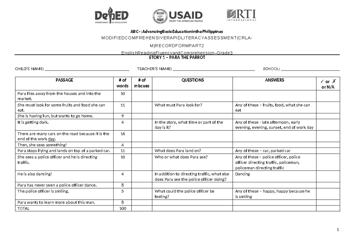 Copy of ENG Grade 3 Record Form (1 ...