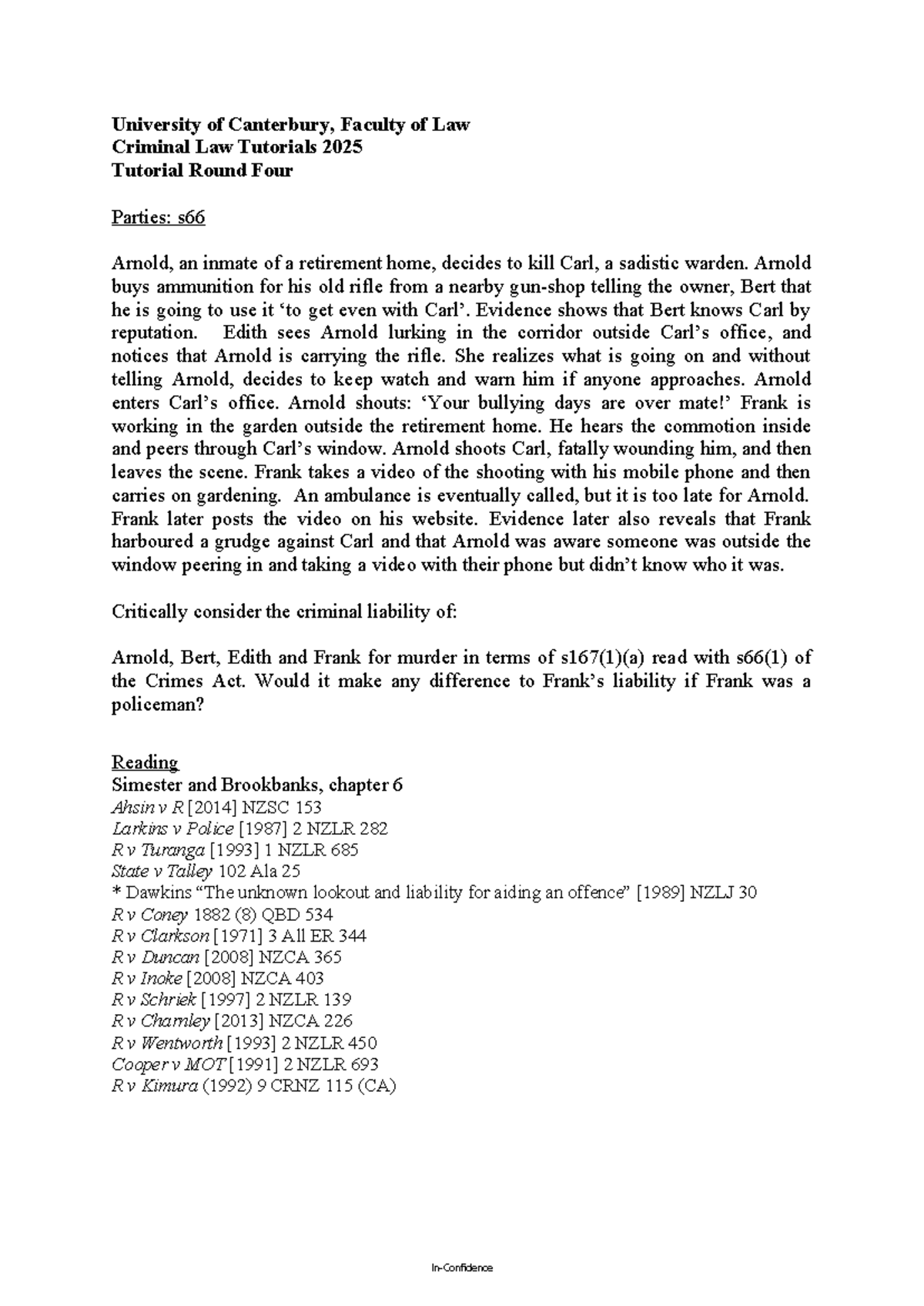 Criminal Law Tutorials 2025: Tutorial Four Analysis of Parties ...
