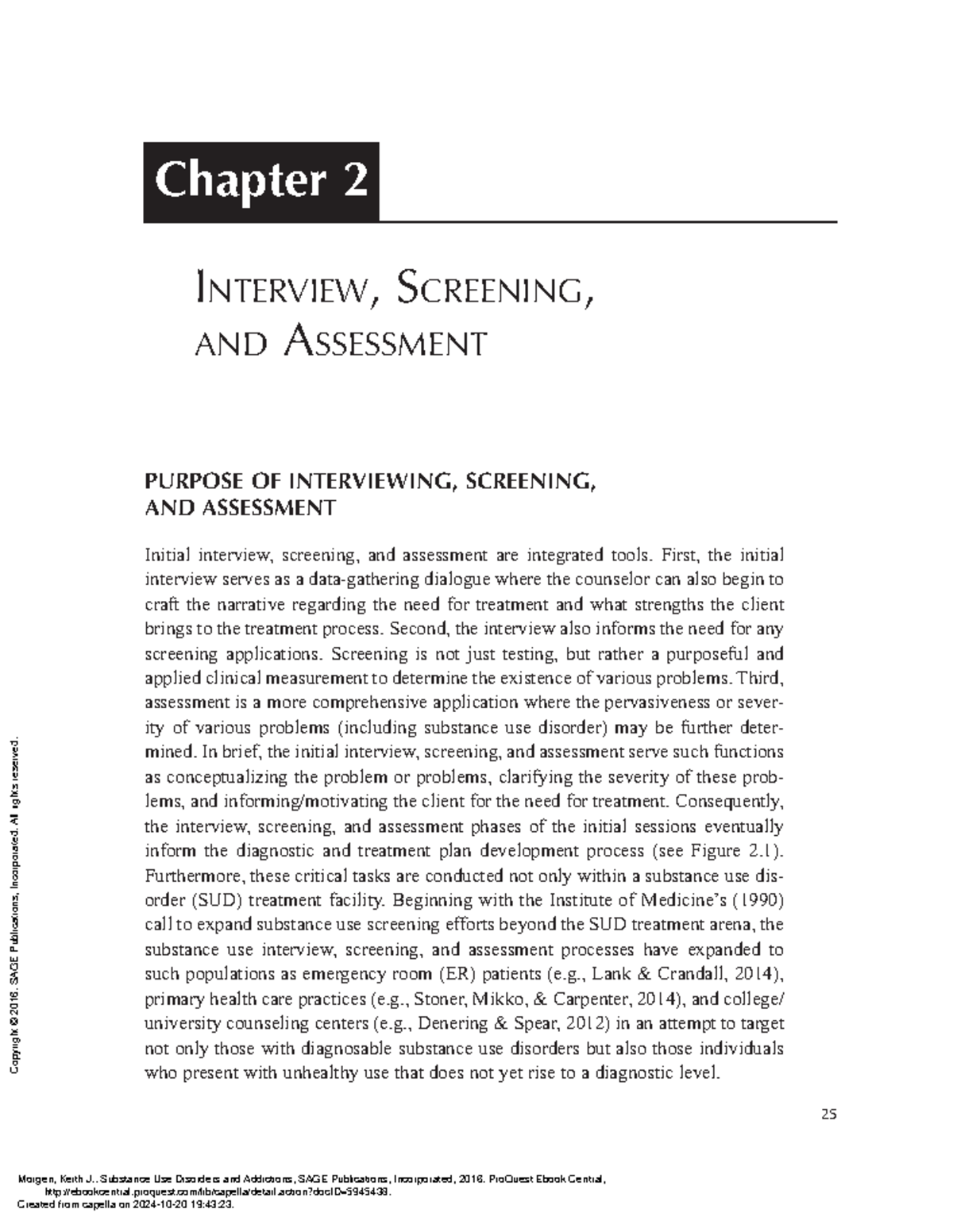 Chapter 2: Interview, Screening, and Assessment in SUD Treatment ...