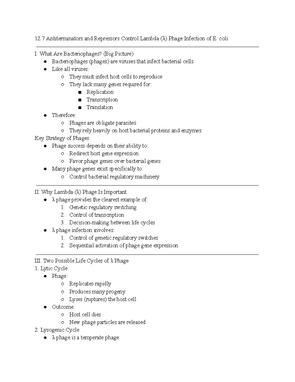 Chapter 12: Genetics - Antiterminators & Repressors in λ Phage ...