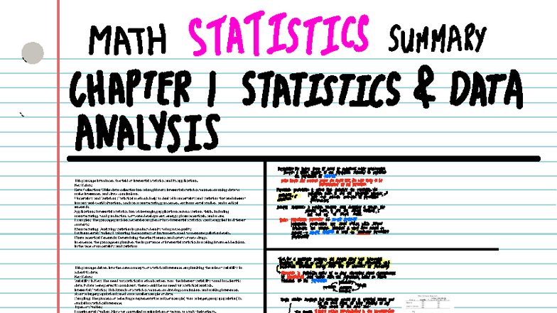 MATH 101: Statistics Summary - Chapter I & II Insights - Studocu