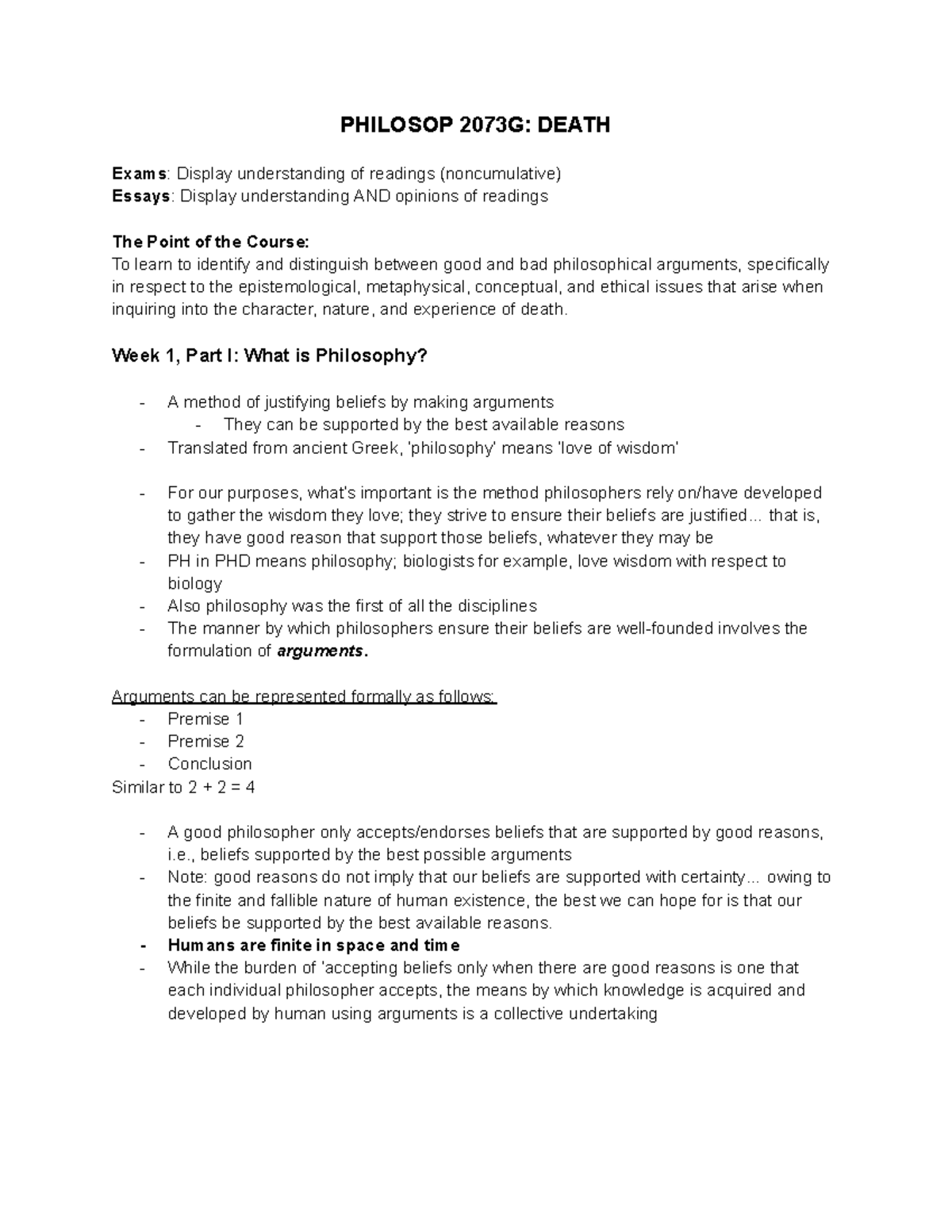 Philo 2073G: Understanding death through philosophical inquiry and ...
