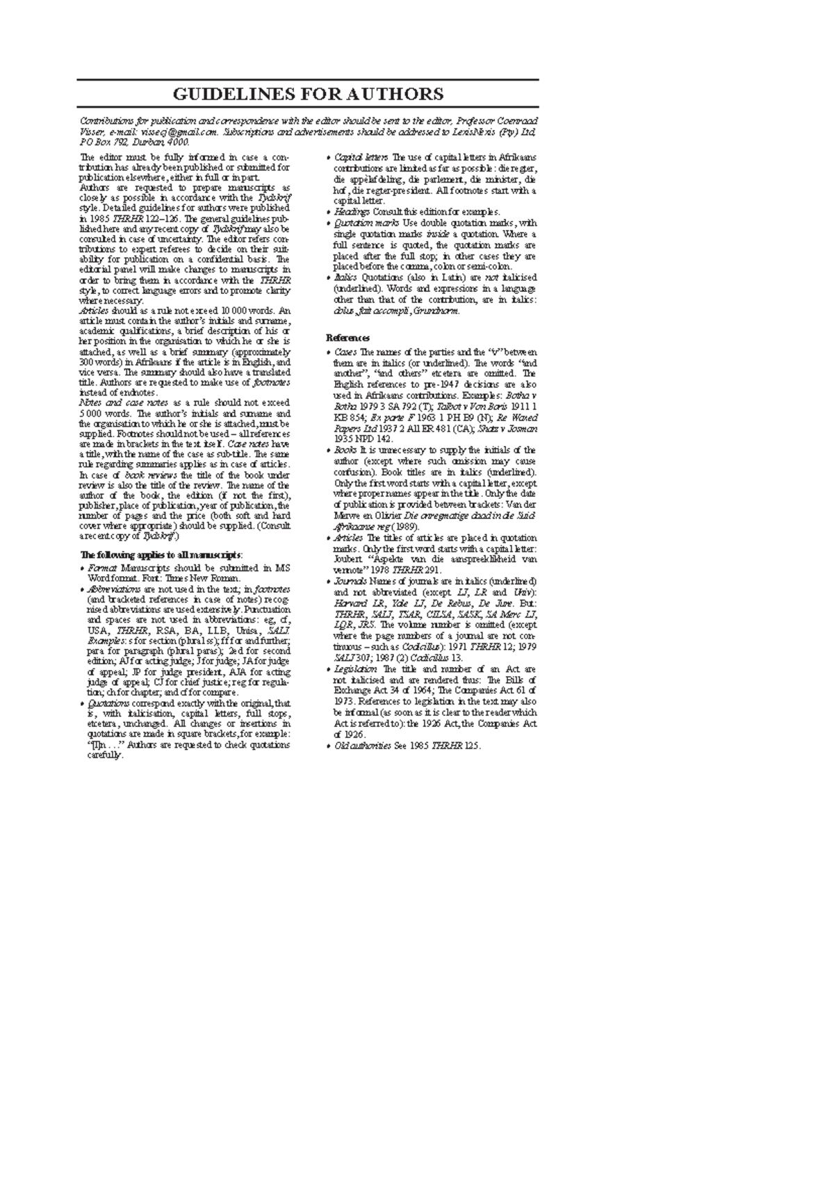 THRHR Guidelines for Authors: Referencing Standards and Practices - Studocu