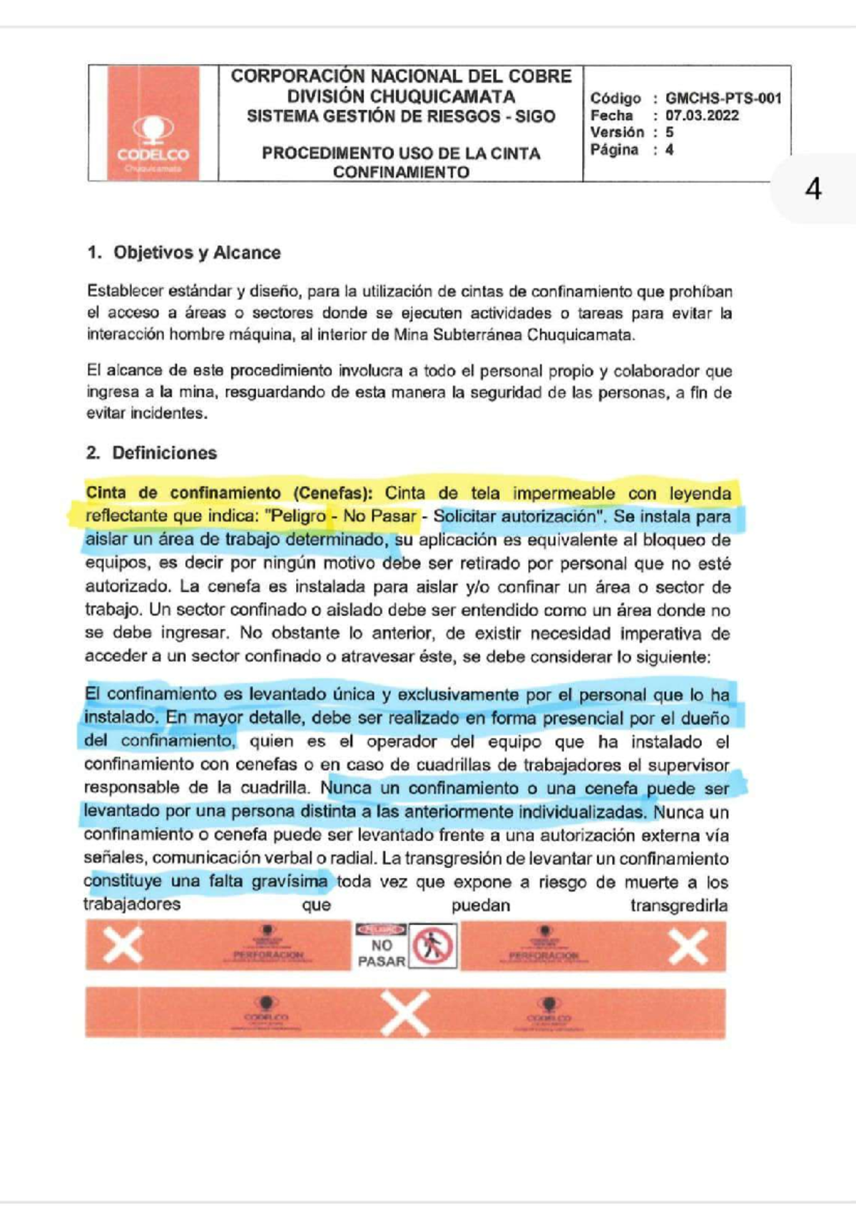 Procedimiento de Uso de Cinta de Confinamiento - CODELCO SIGO - Studocu
