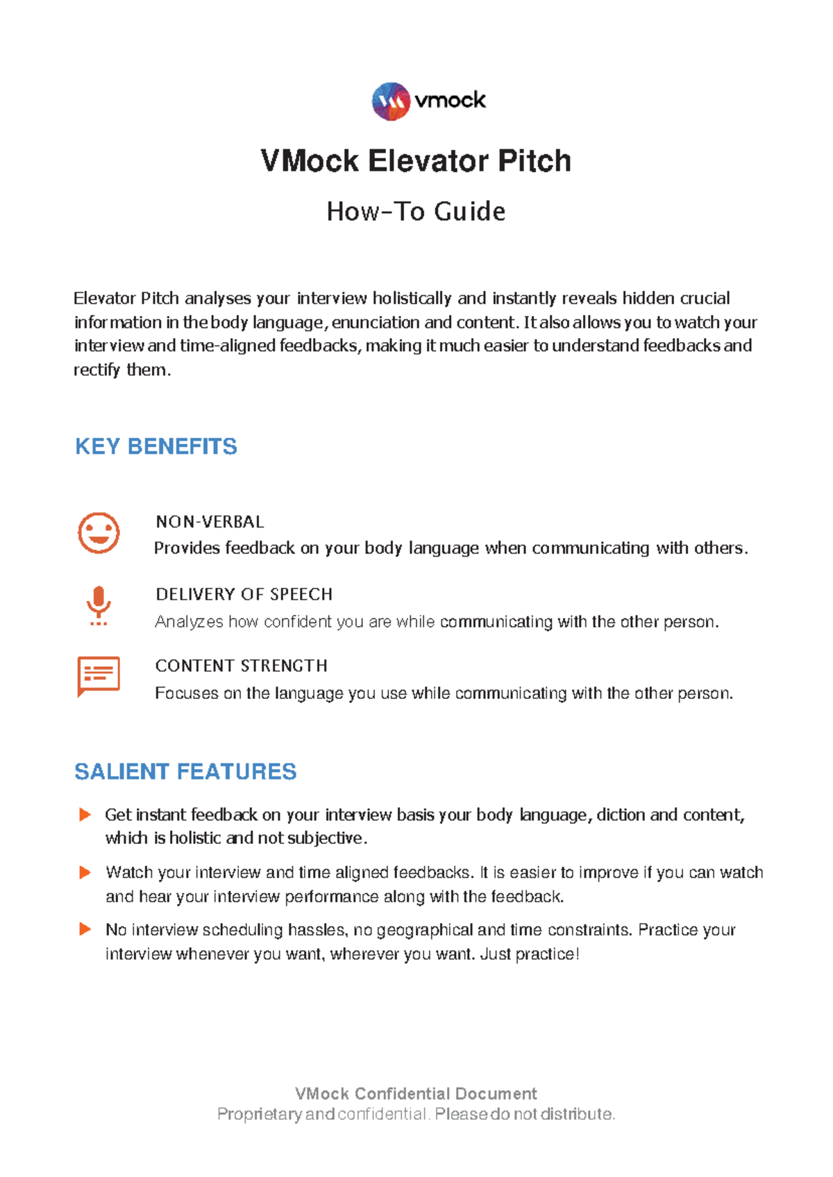NTU - VMock Elevator Pitch User Guide: Holistic Interview Feedback ...