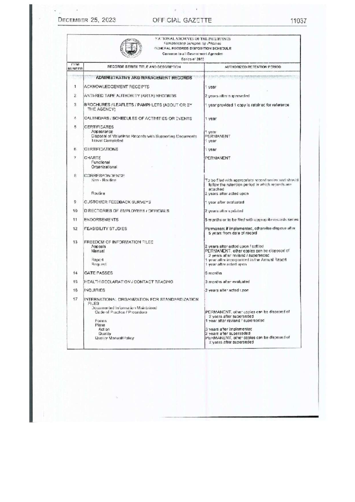 General Records Disposition Schedule 2023 for Gov't Agencies - Studocu