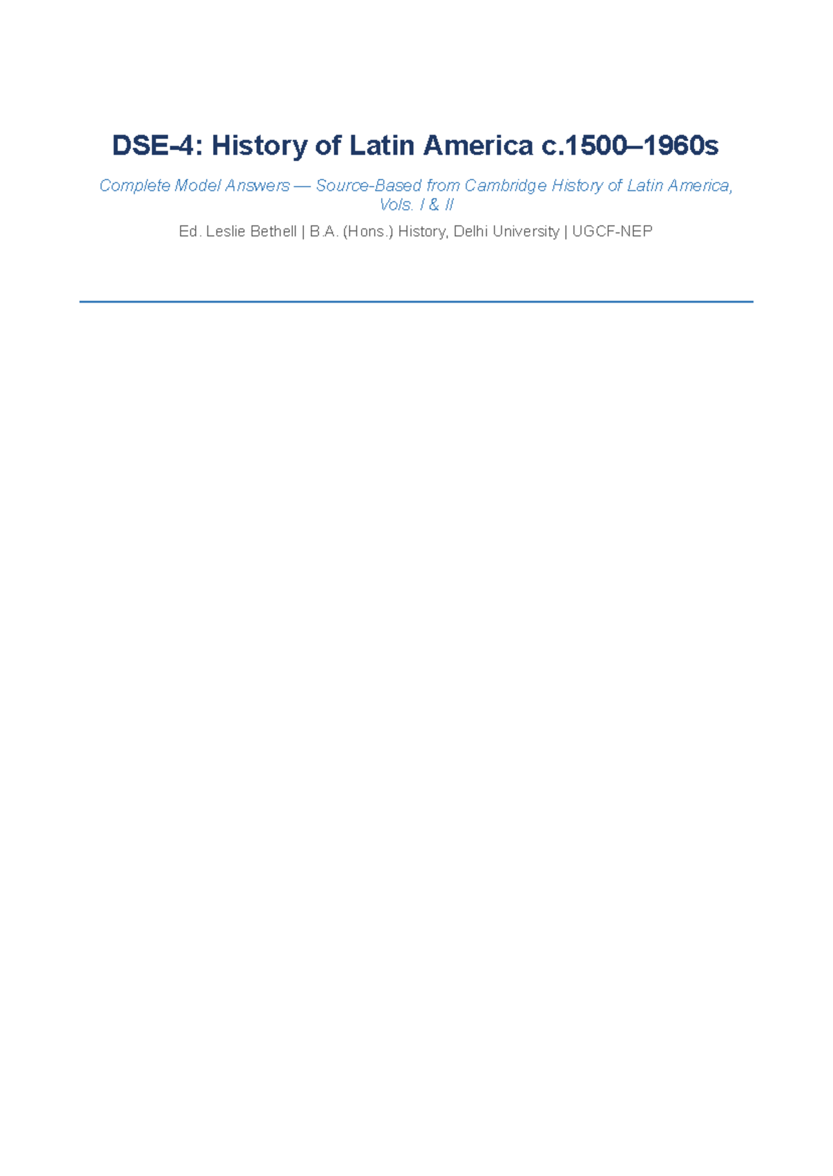 Latin America History Exam Answers: Key Trends and Insights - Studocu