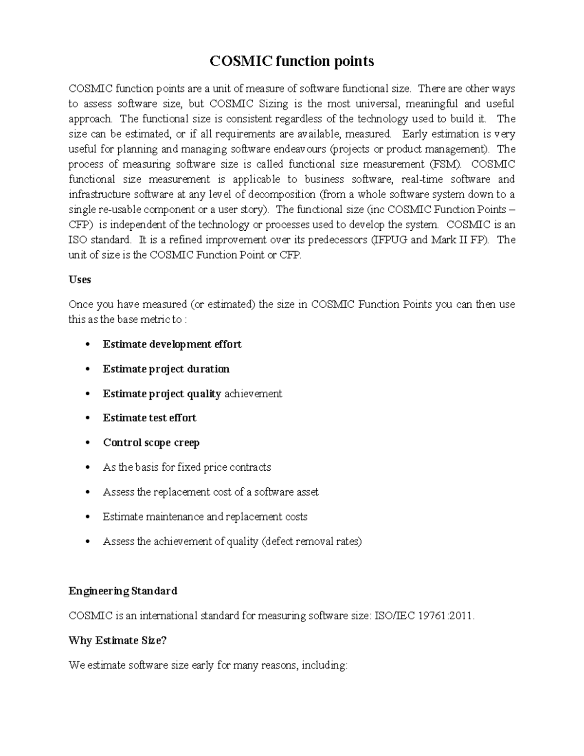 COSMIC Function Points: A Comprehensive Guide to Software Size Measurement - Studocu