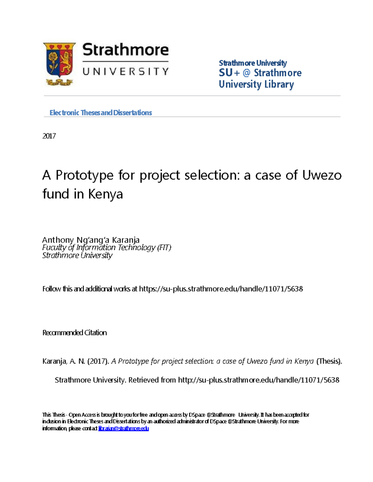 A Prototype for Project Selection: Uwezo Fund Case Study (FIT 2017 ...