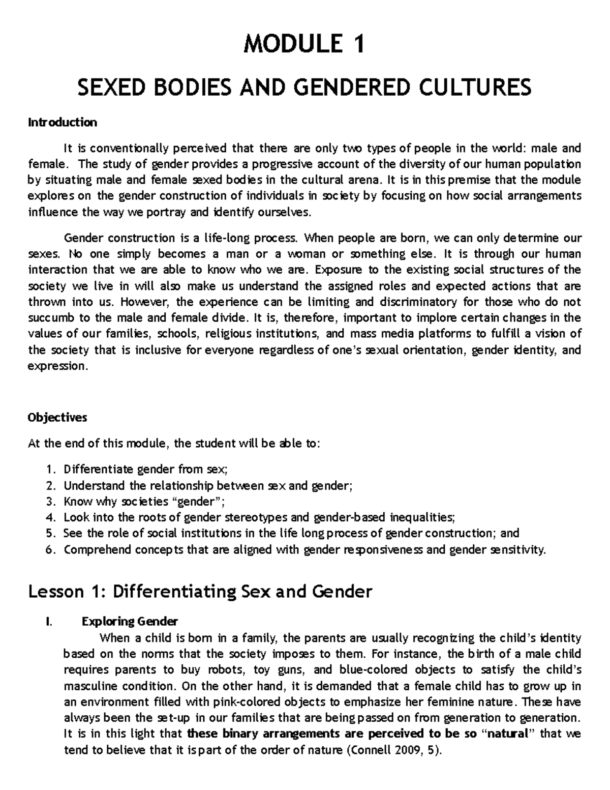 Module 1: Understanding Gender Construction in Society - Student Copy ...