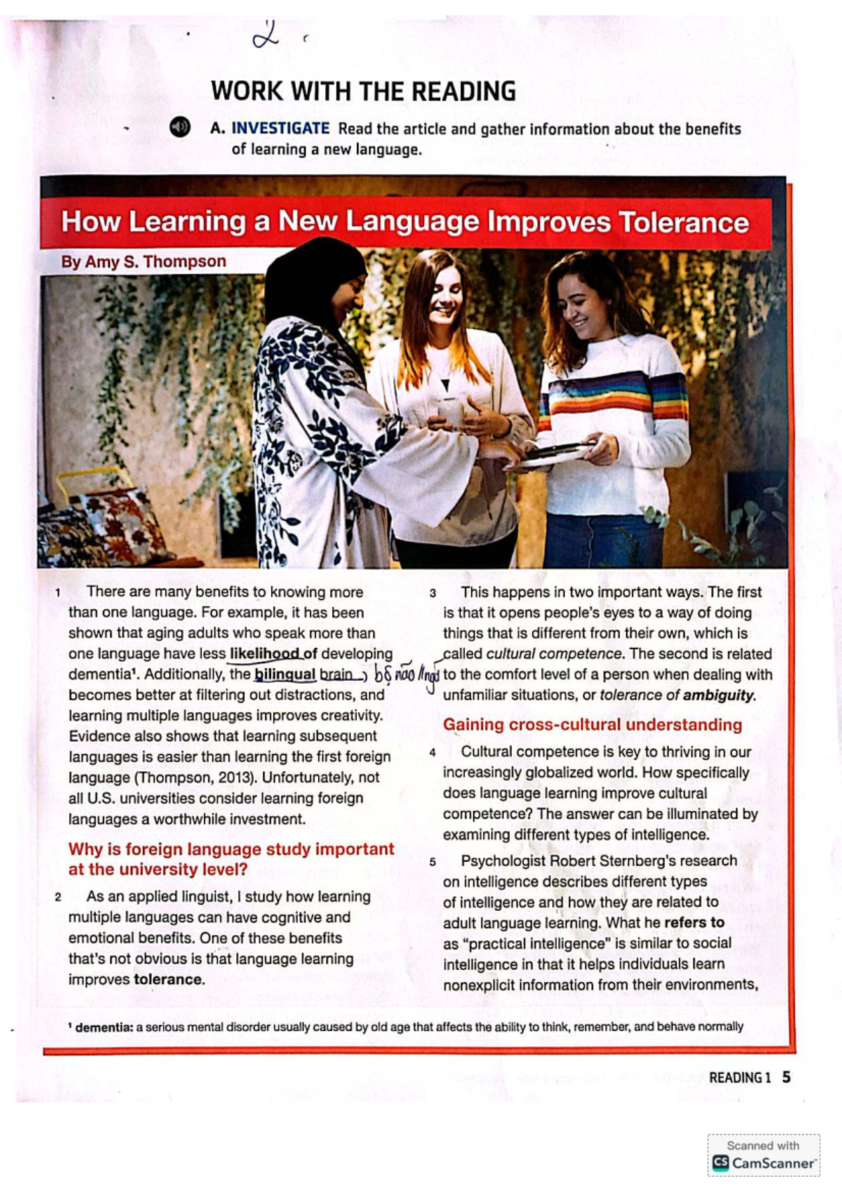 U1 Reading 1 - The Benefits of Learning a New Language - Studocu