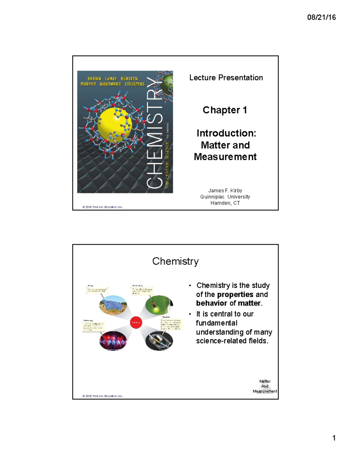 Chemistry 101: Lecture Presentation on Matter & Measurement - Studocu