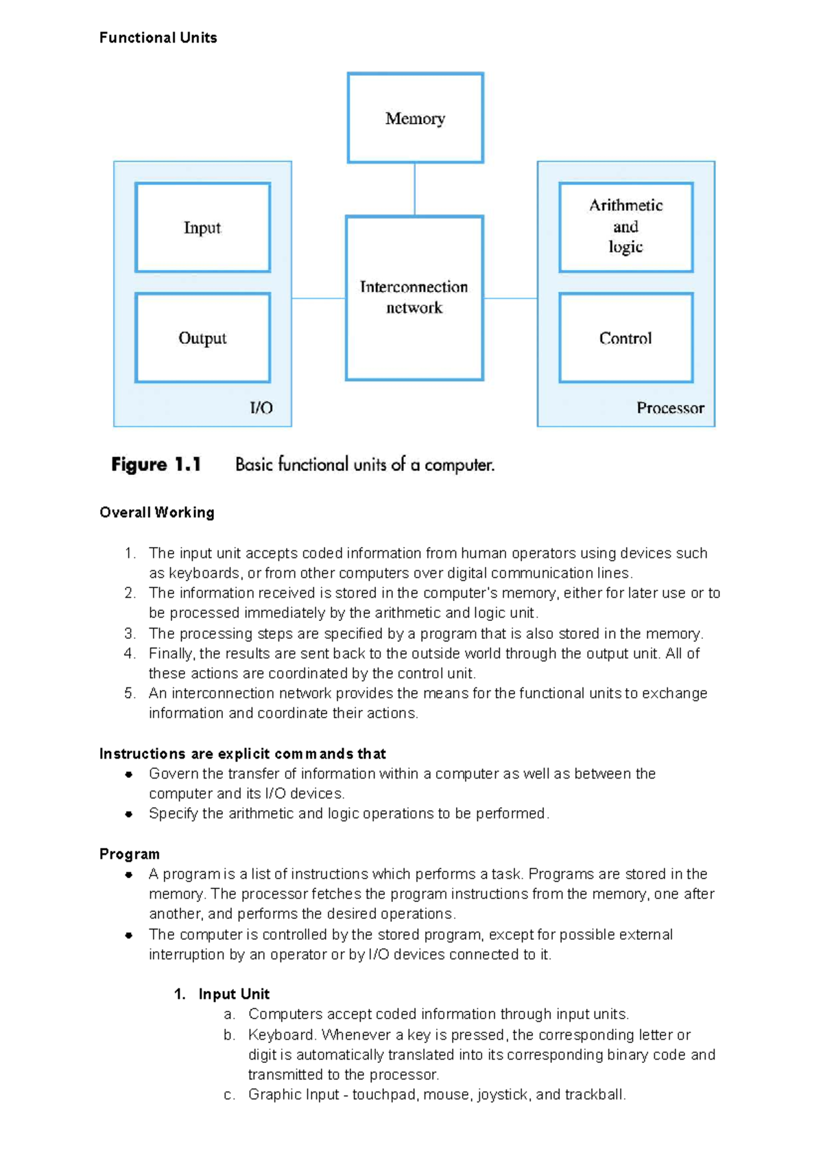 Functional Units Overview: Input, Processing, and Output - Studocu