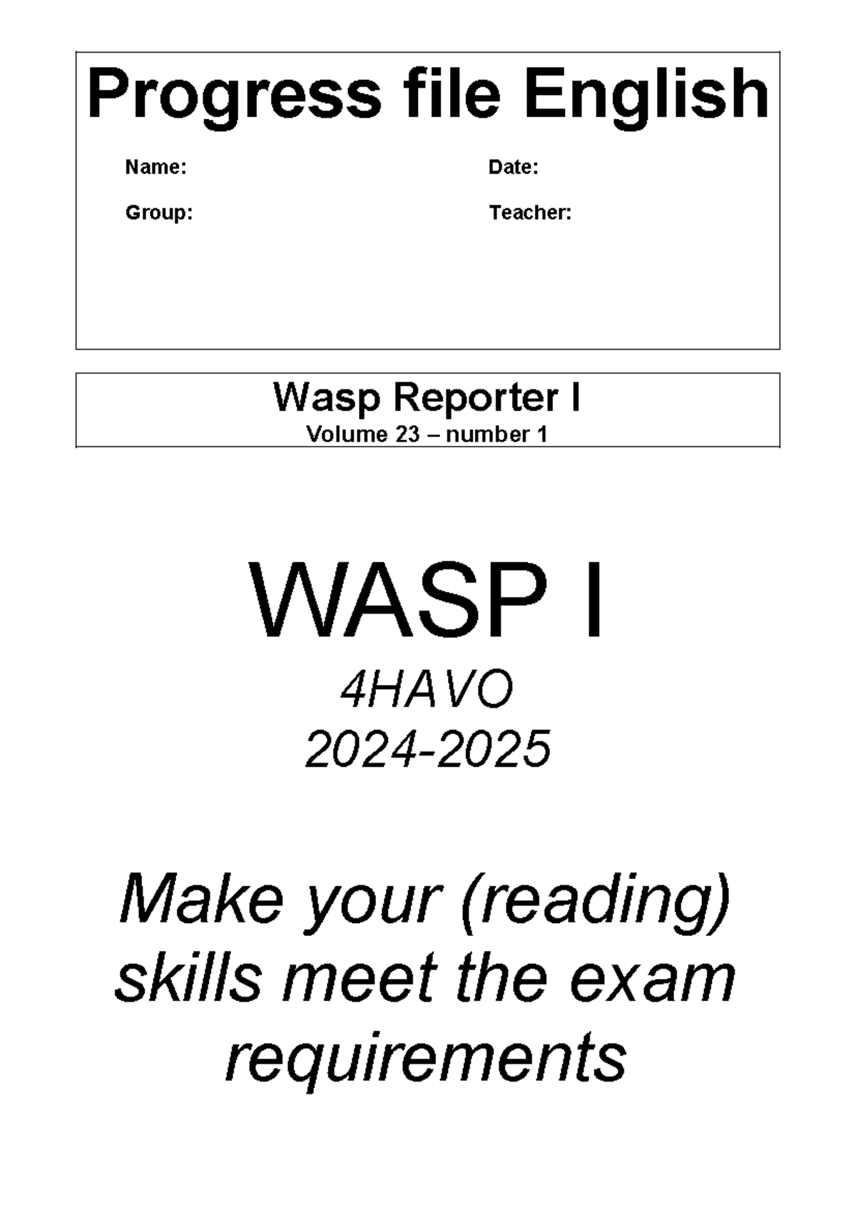 4H 24-25 WR 1 - Wasp Reporter I Progress File & Exam Preparation Notes ...
