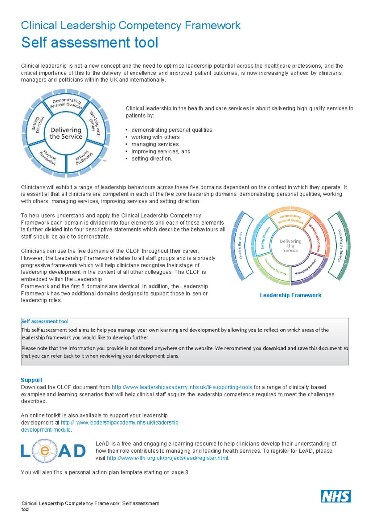 Clinical Leadership Competency Framework: Self-Assessment Tool ...