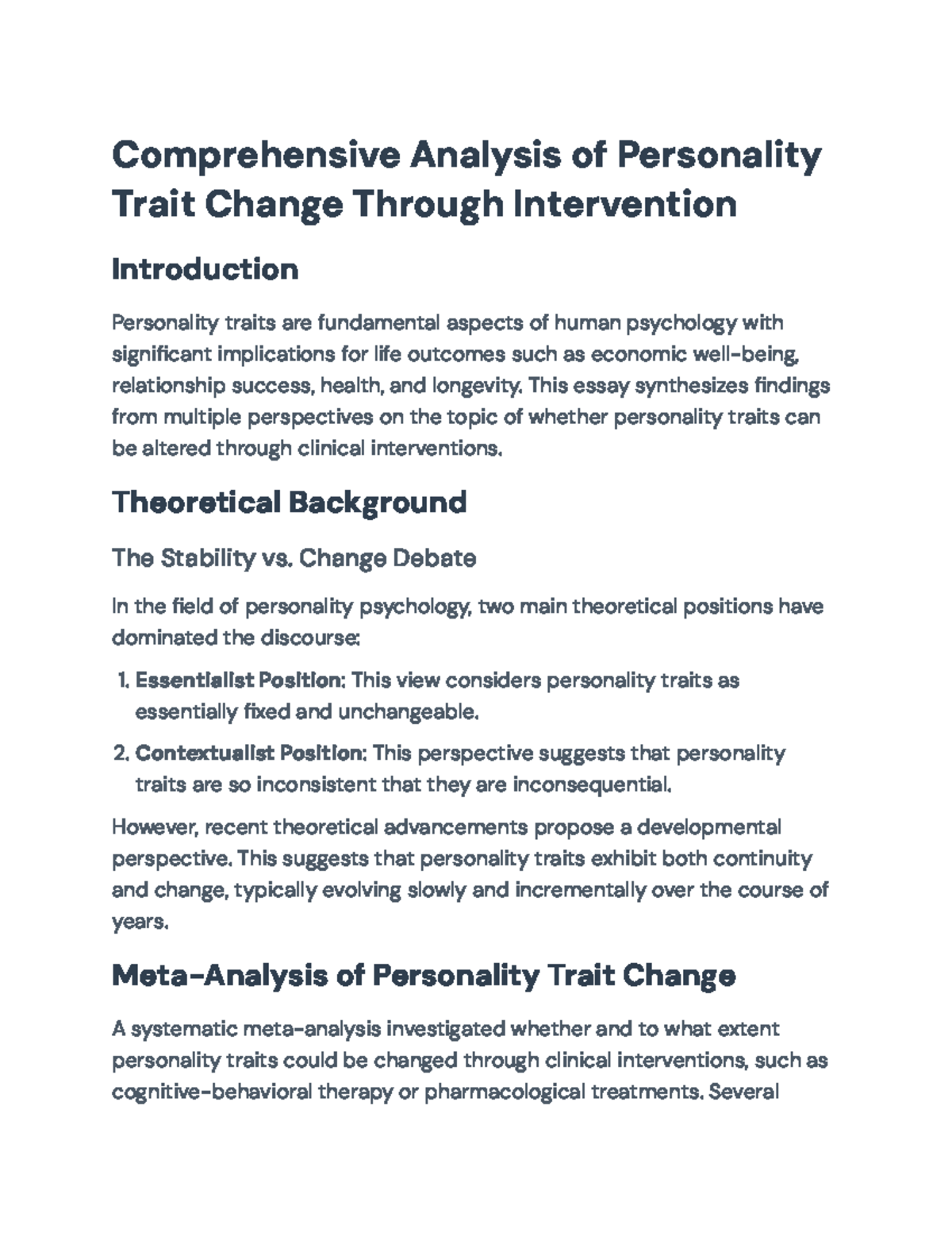 Comprehensive Analysis of Personality Trait Change Through ...