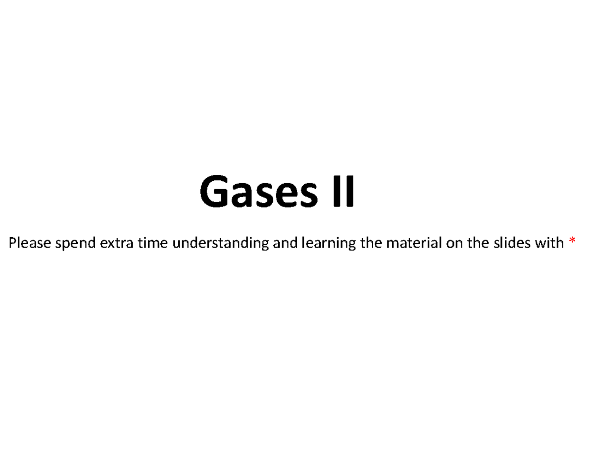 Kinetic Molecular Theory & Gases II: Lecture Notes (Course Code) - Studocu