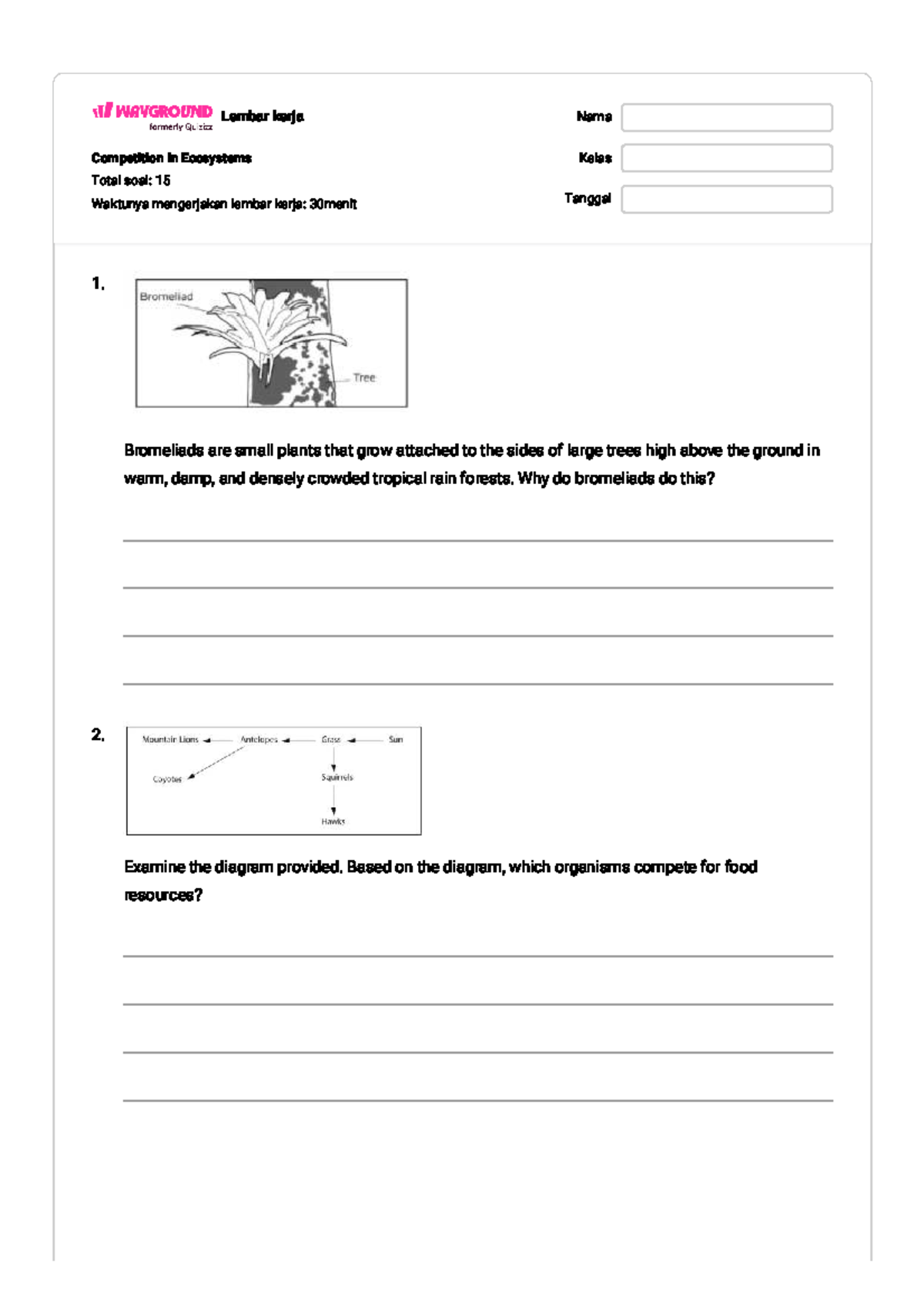 Quizizz - Competition in Ecosystems: Class Worksheet - Studocu