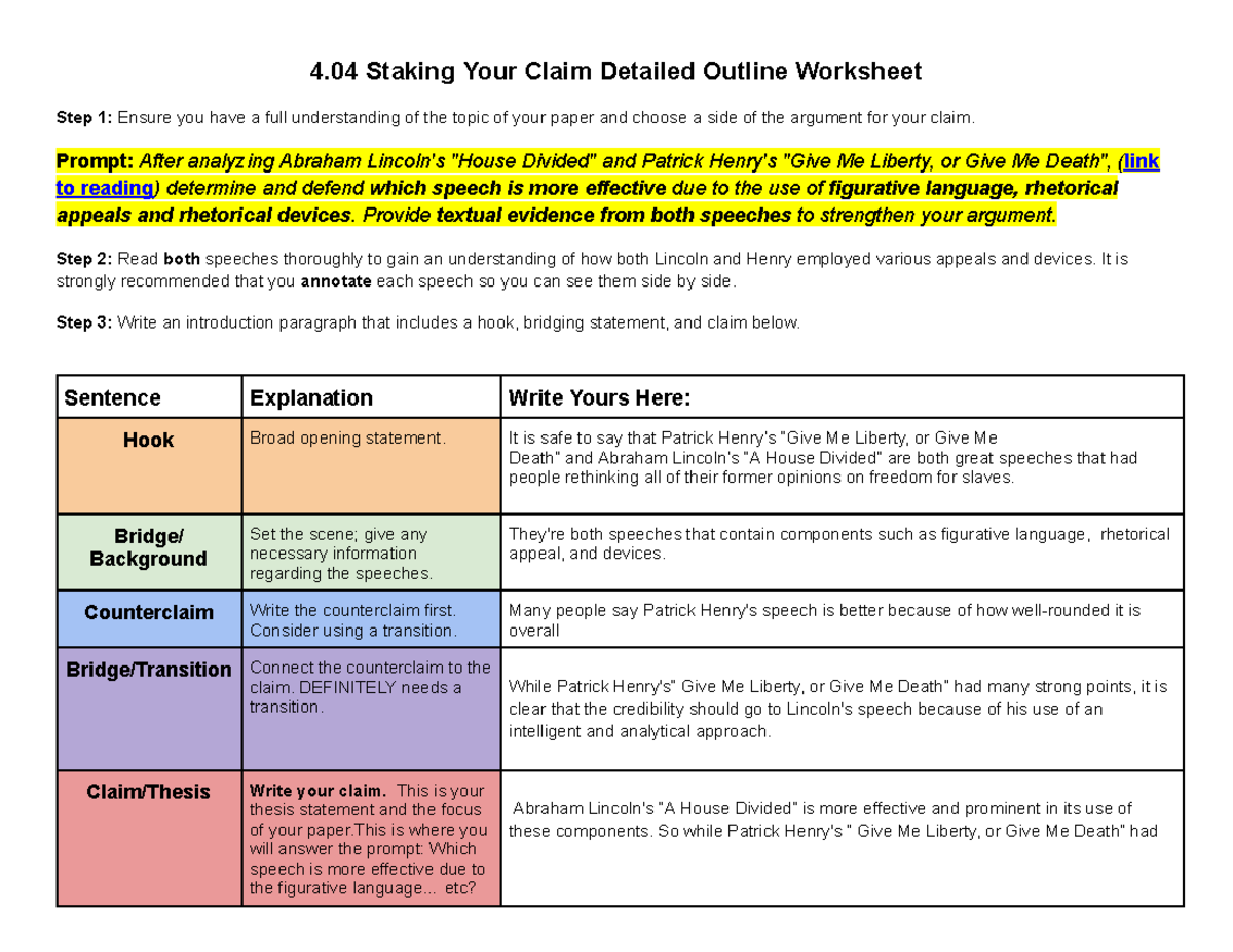 Copy of 4.04 Guided Worksheet - 4 Staking Your Claim Detailed Outline ...