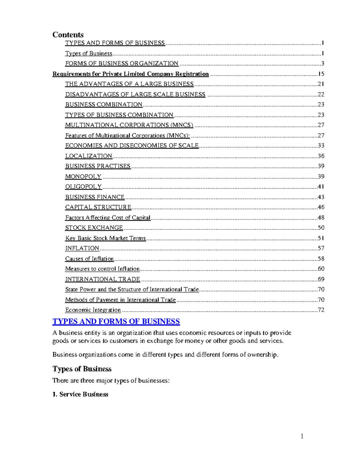 Commerce II: Types and Forms of Business - Comprehensive Notes - Studocu