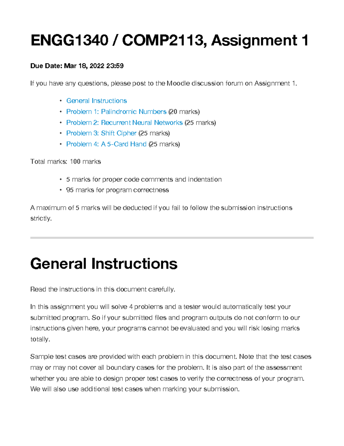 COMP2113 A1 Assignment Details and Submission Guidelines - Studocu