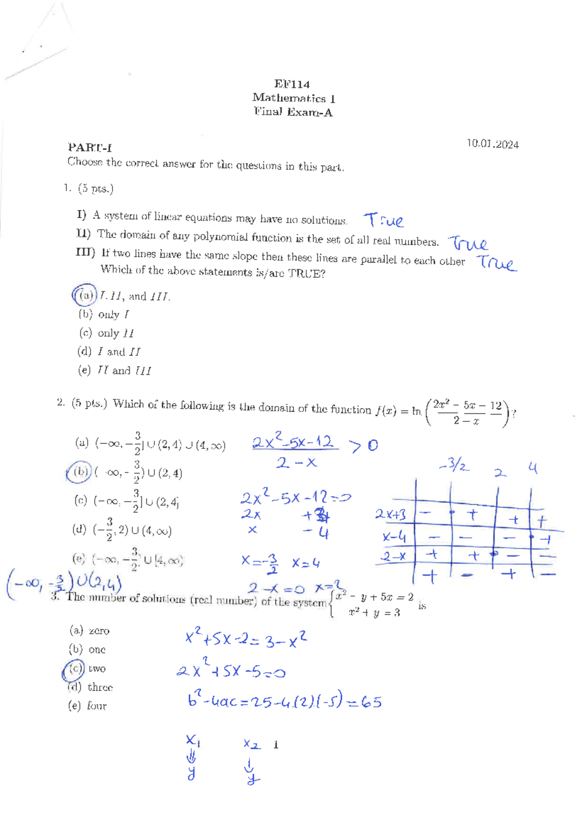 EF114 Mathematics I Final Exam Review Questions and Solutions - Studocu
