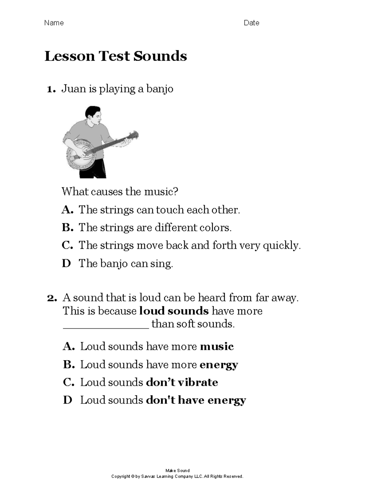 Sound Test: Understanding Sounds & Vibrations (1st Grade) - Studocu